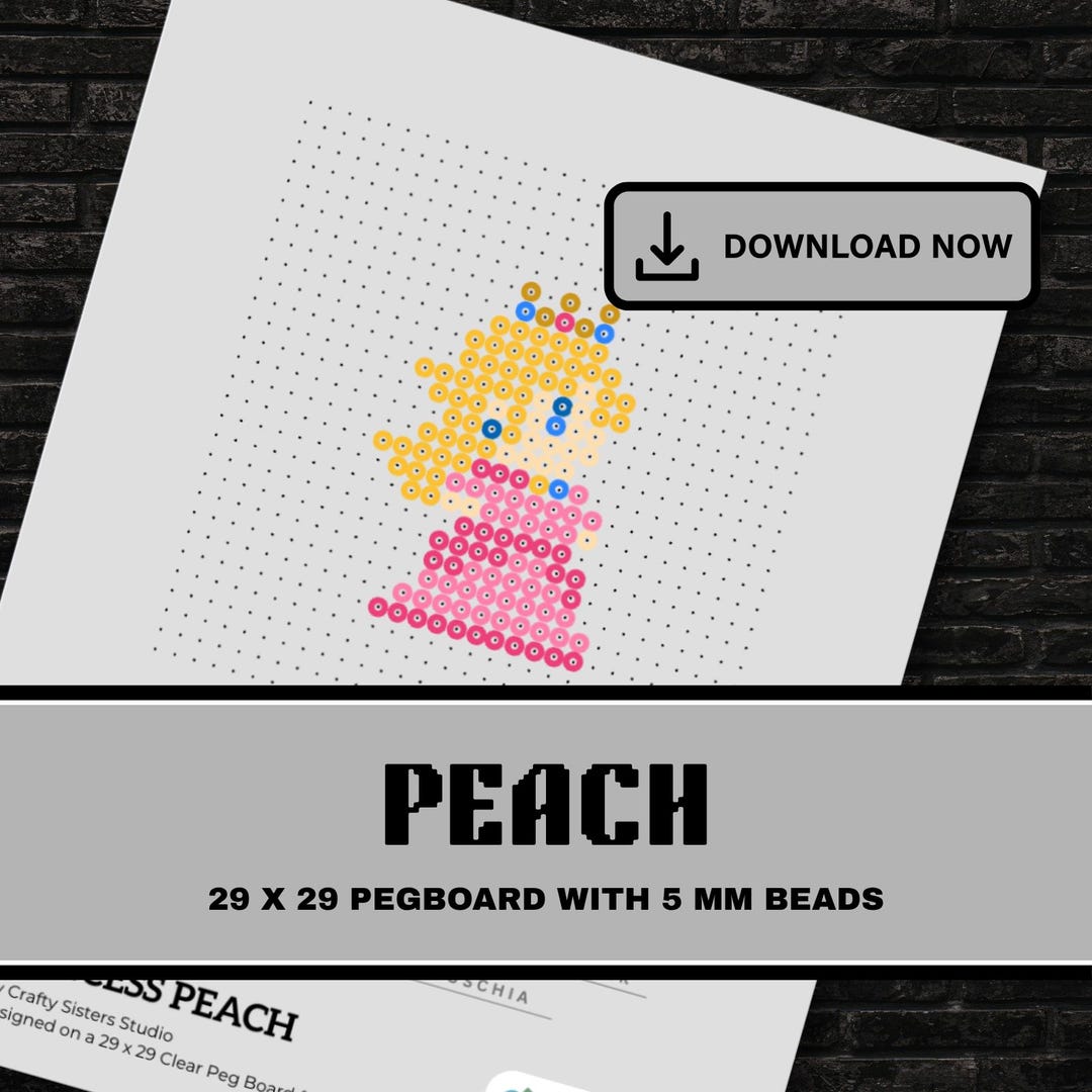 Princess Peach From Super Mario Perler Bead Template: Midi Fuse Art ...