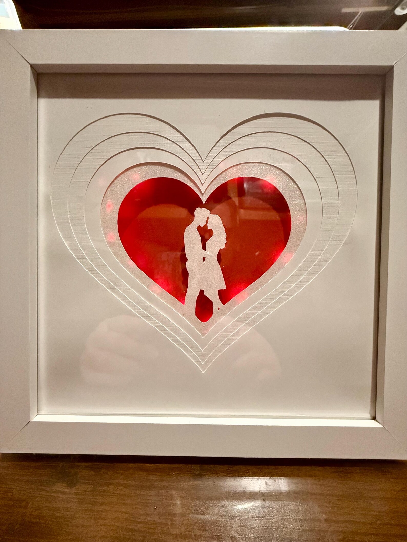 Light up Heart Shadow Box, Romantic Couple Silhouette, Valentine's Day ...