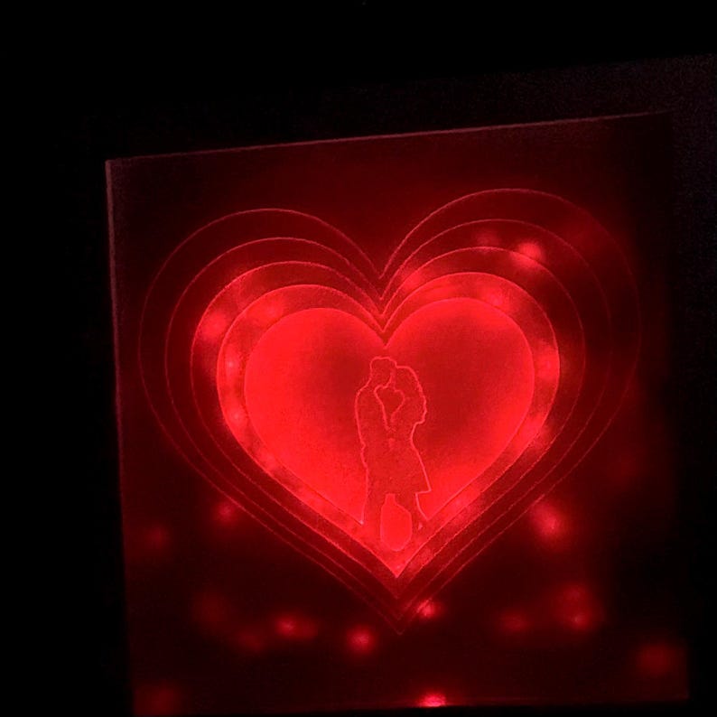 Light up Heart Shadow Box, Romantic Couple Silhouette, Valentine's Day ...