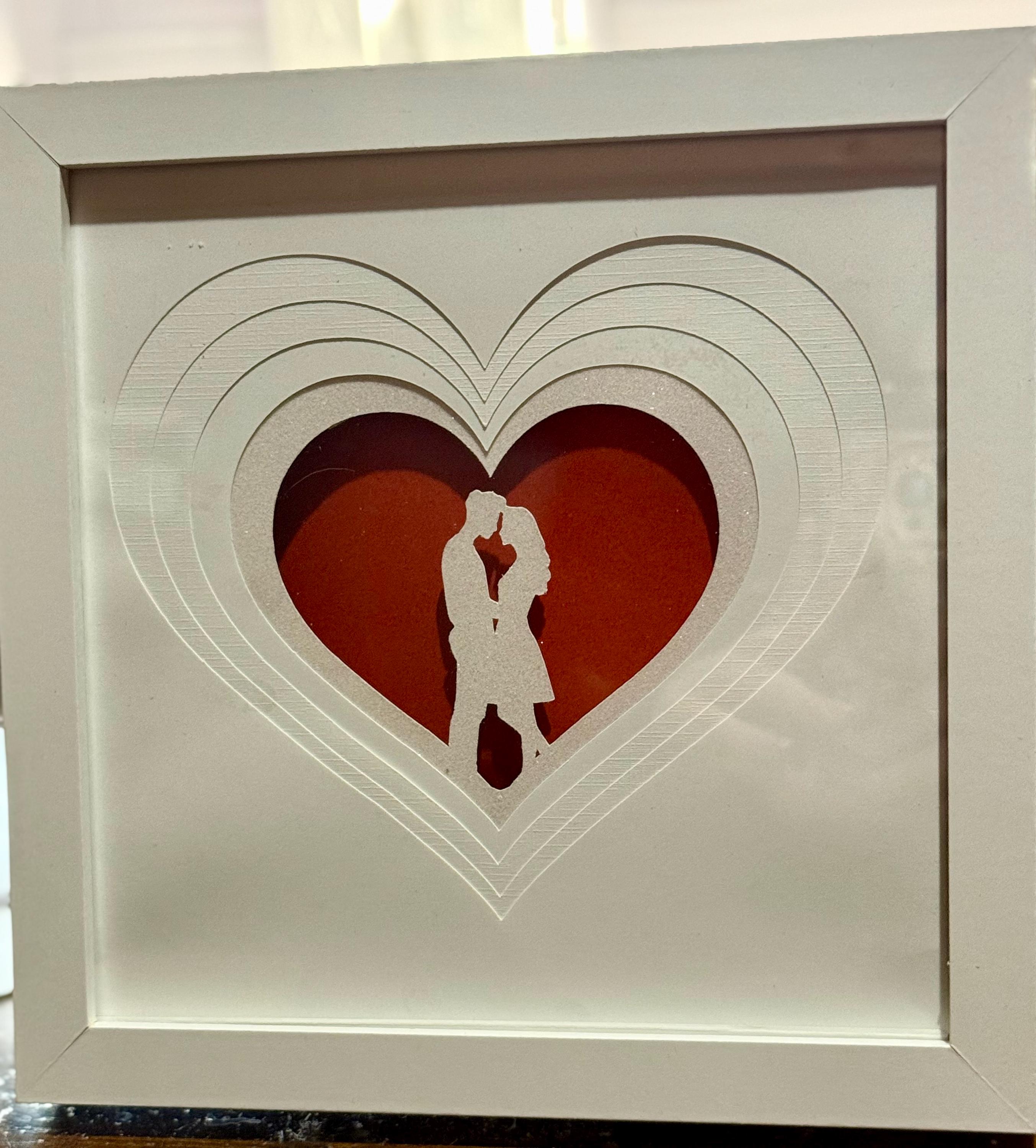 Light up Heart Shadow Box, Romantic Couple Silhouette, Valentine's Day ...