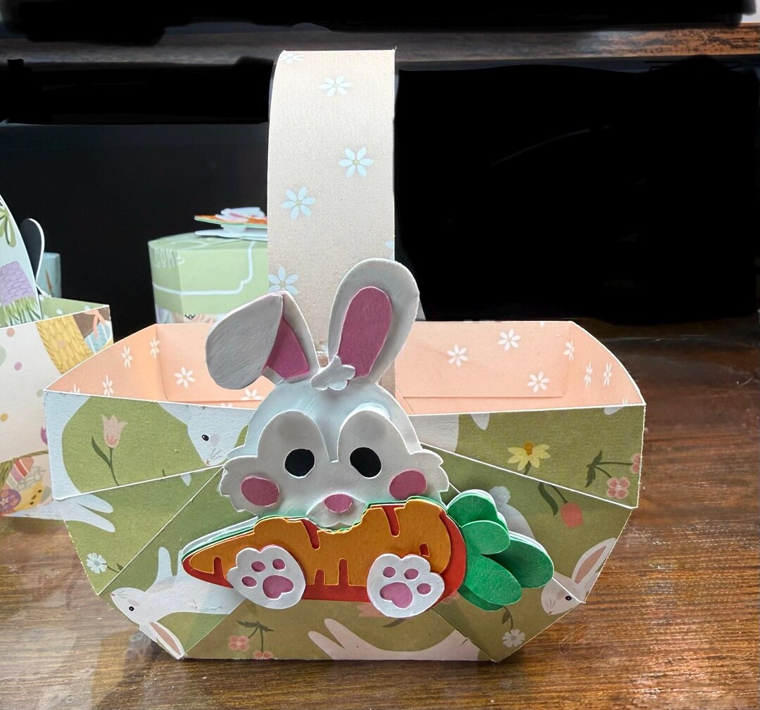 Easter Bunny Cardstock Mini Basket, Handmade Treat Holder - Etsy