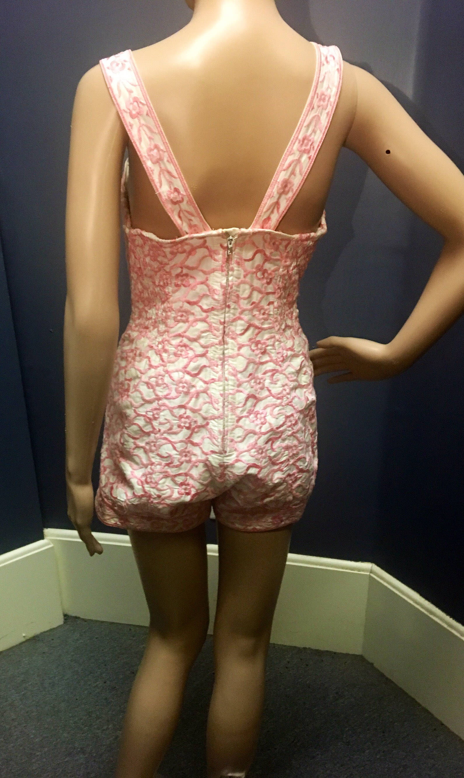 Vintage 1950s Jantzen Swiss Design Cotton Pink and White Embroidered ...