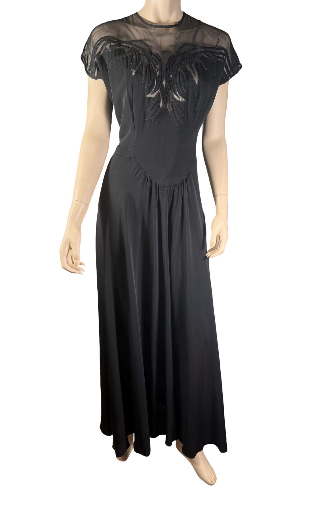 Vintage 1940s Emma Domb Black Rayon Dress Lg As-is - Etsy