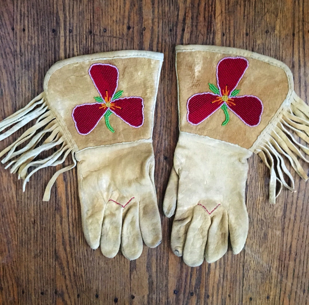 Vintage 1930s Native American Hand Beaded Riding Gloves Med/lg - Etsy
