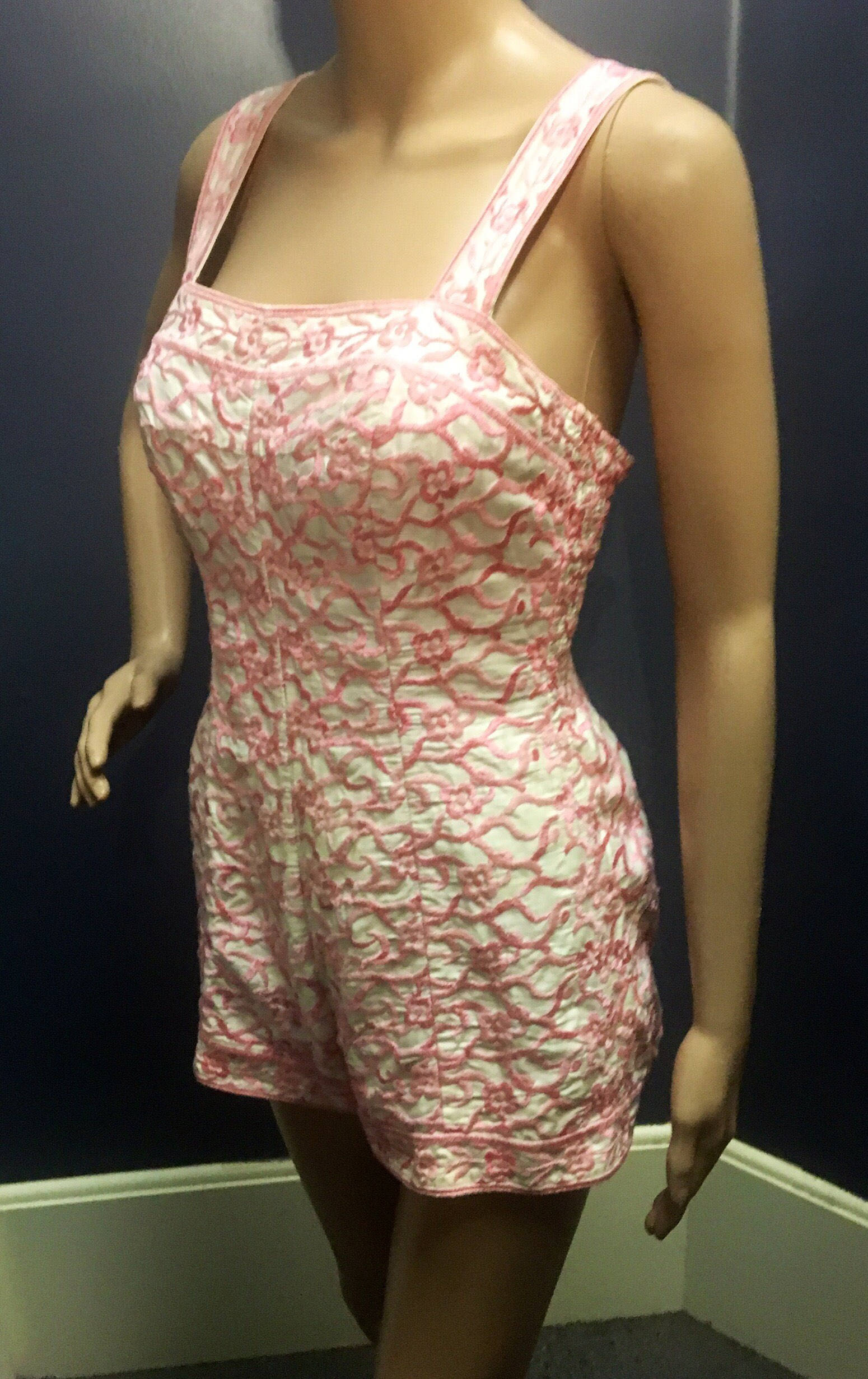 Vintage 1950s Jantzen Swiss Design Cotton Pink and White Embroidered ...