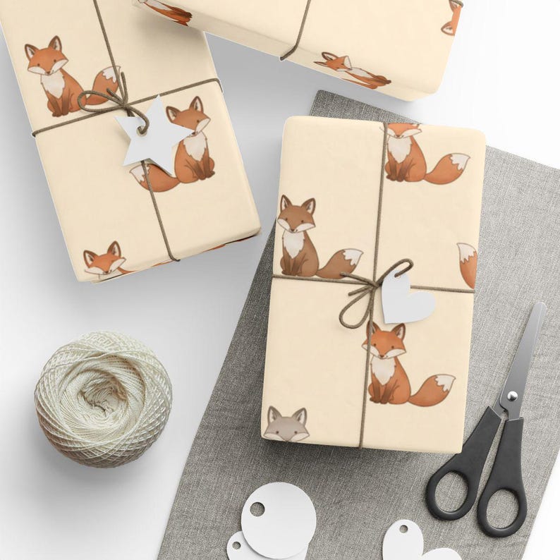 Fox Wrapping Paper, Woodland Baby Shower Gift Wrap - Etsy