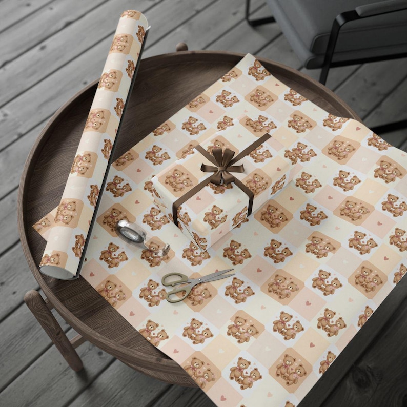 Teddy Bear Pattern Wrapping Paper, Nursery Baby Gift Wrap - Etsy