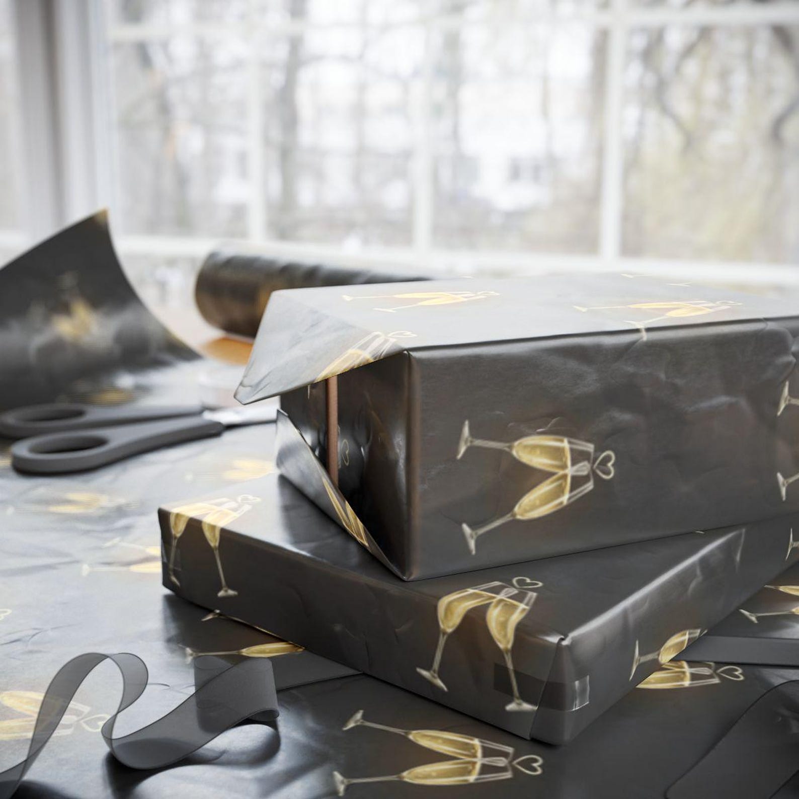 Champagne Cheers Wrapping Paper, Celebration Gift Wrap, Elegant Party ...
