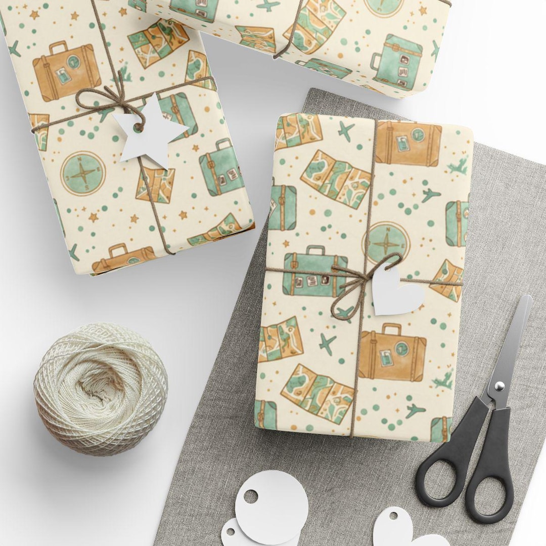 Vintage Suitcase Wrapping Paper, Travel Theme Gift Wrap - Etsy