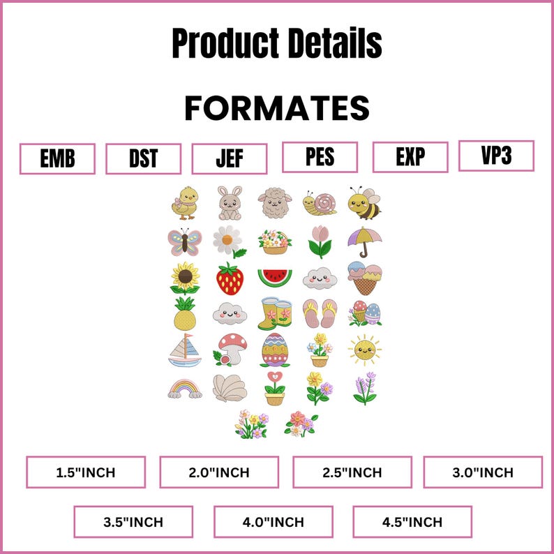 Mini Spring Embroidery Designs Bundle | Elements Floral, Easter ...
