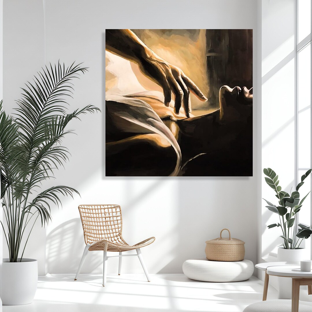 Sensual Touch Canvas Wall Art, Intimate Hand and Face Printing ...