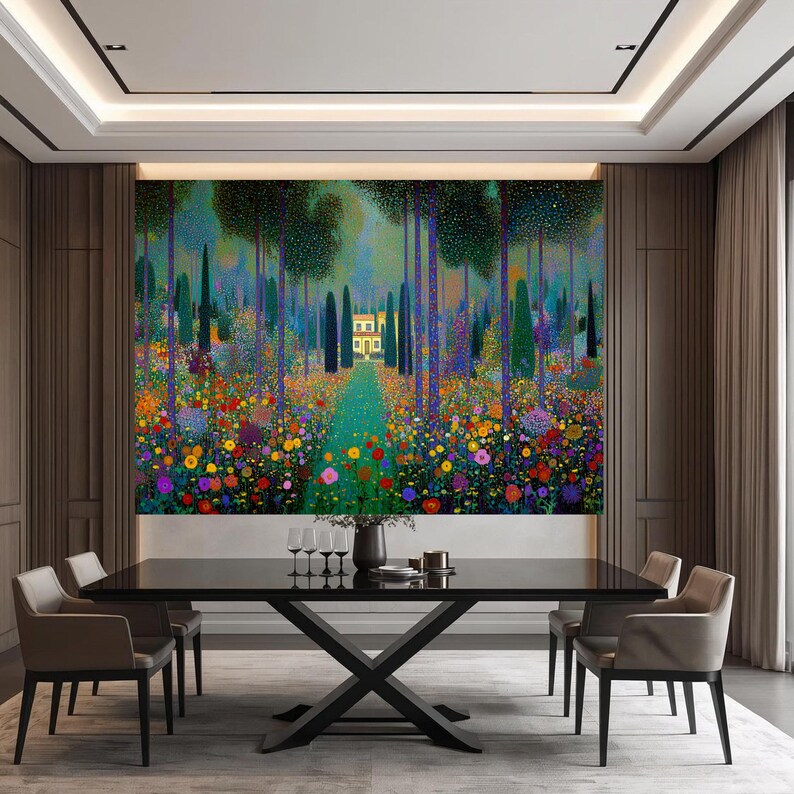 Gustav Klimt,colorful Flower Garden Pathway Canvas, Vibrant Floral ...