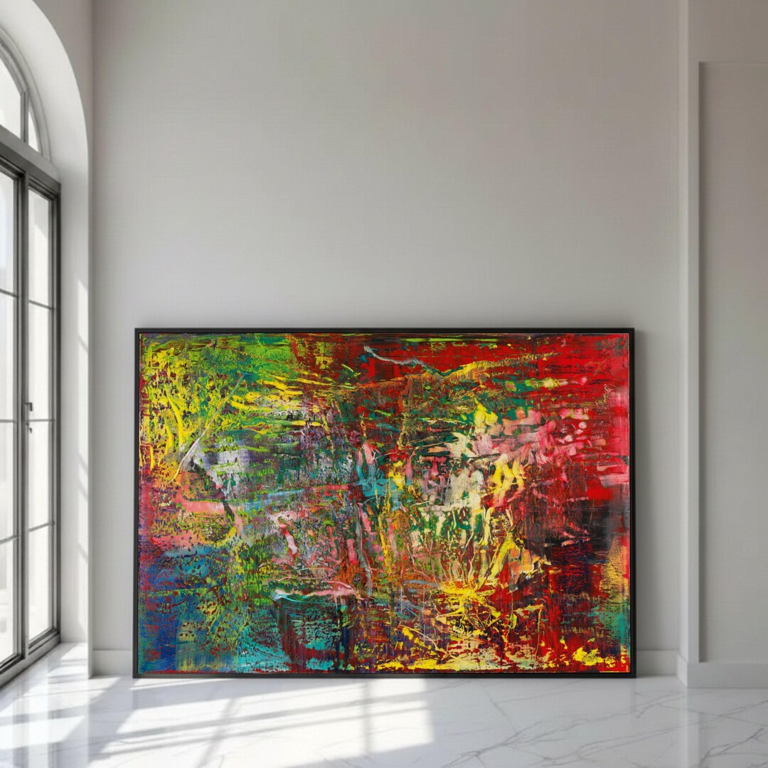 Gerhard Richter Style Abstract Canvas Art: Modern Print, Home & Office ...