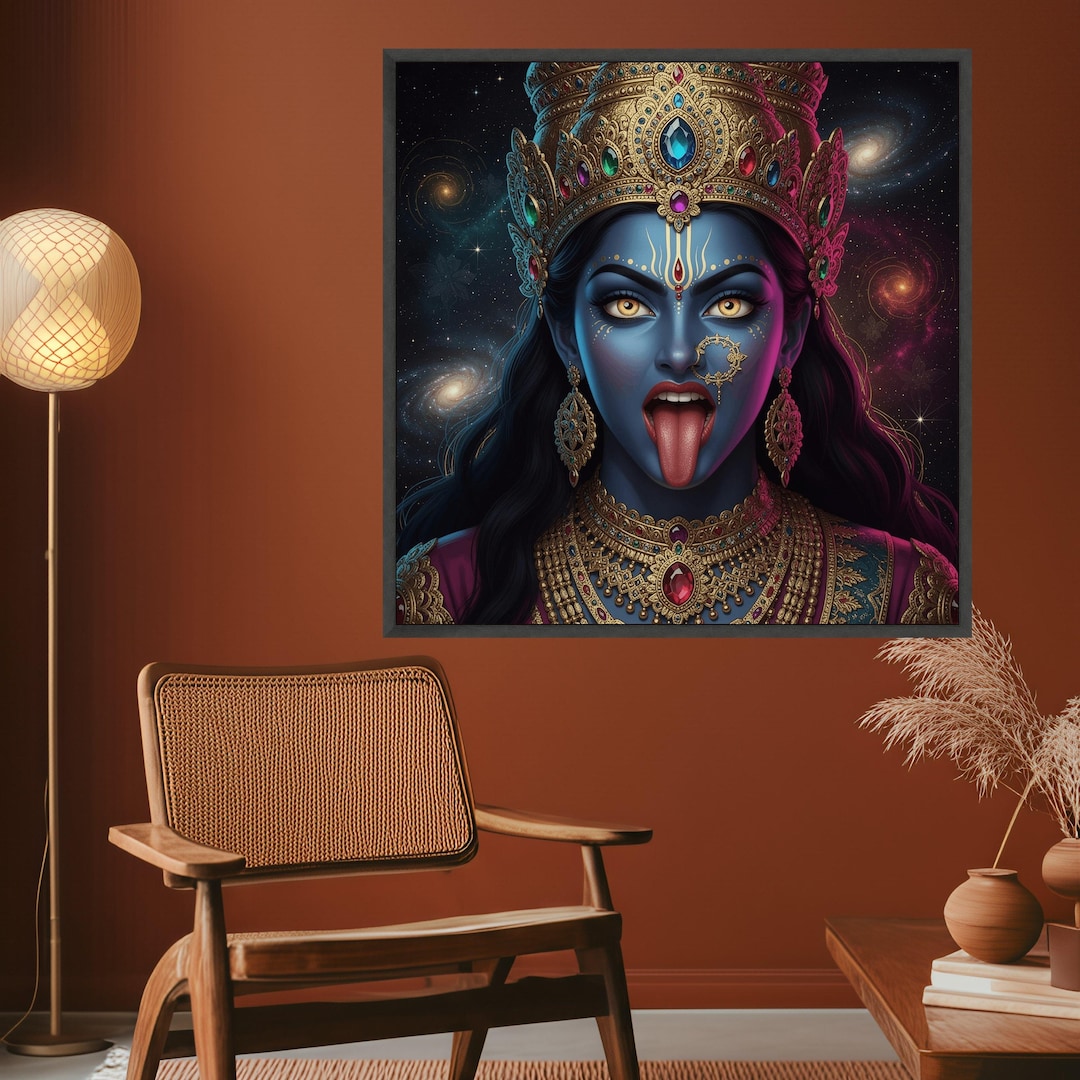 Fierce Kali Goddess Portrait Canvas Wall Art, Hindu Deity Spiritual Art ...