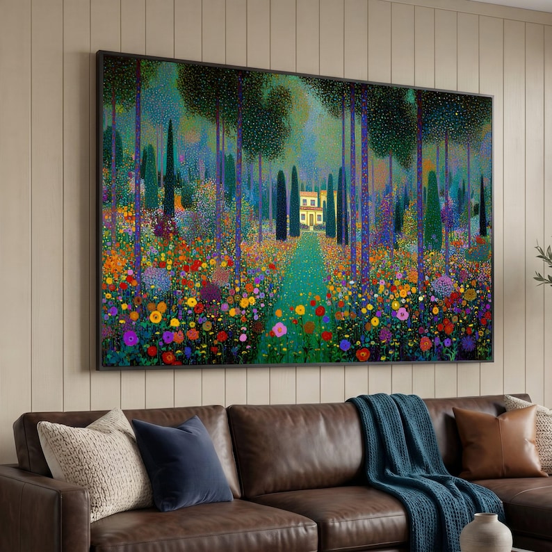 Gustav Klimt,colorful Flower Garden Pathway Canvas, Vibrant Floral ...