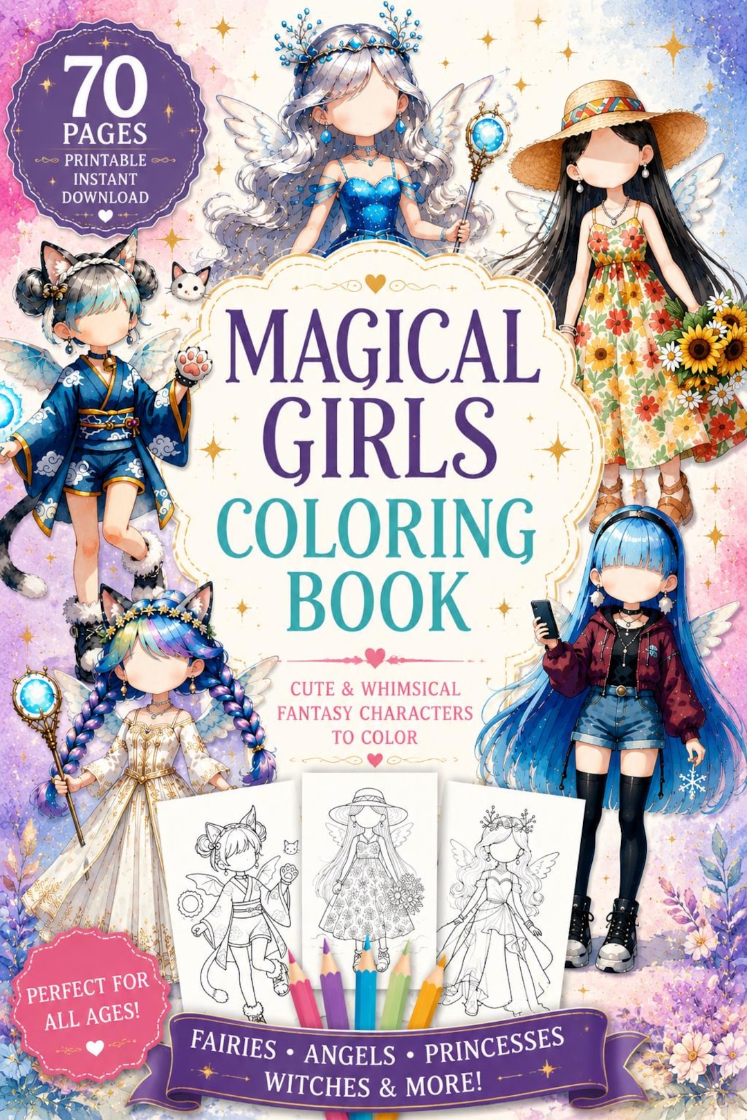 Anime Coloring Book for Teens & Adults | 70 Magical Girl Printable ...