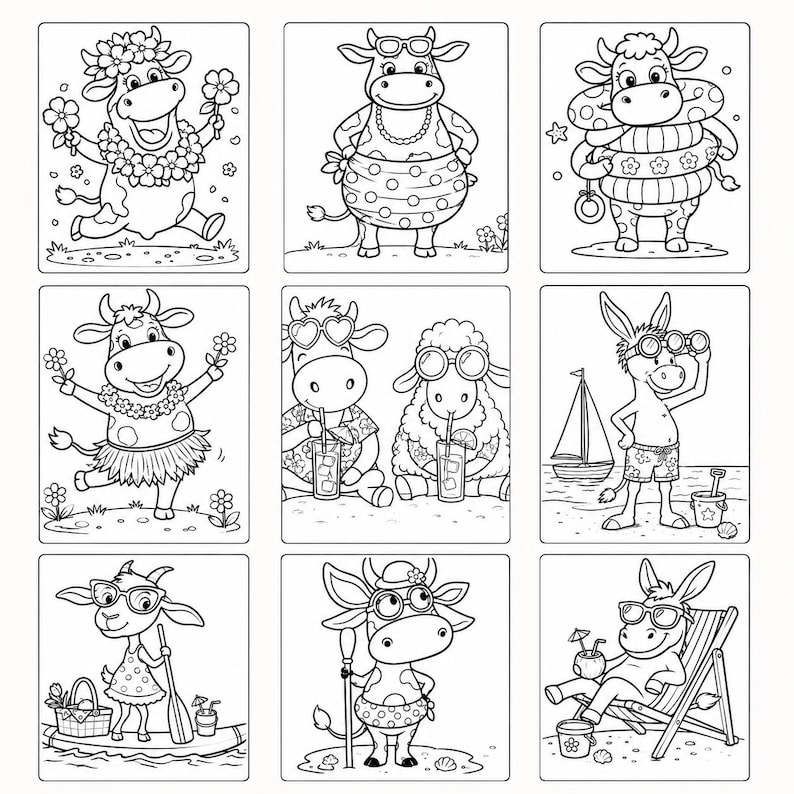 Summer Animals Coloring Book for Kids Ages 3-8 | 30 Printable Pages ...