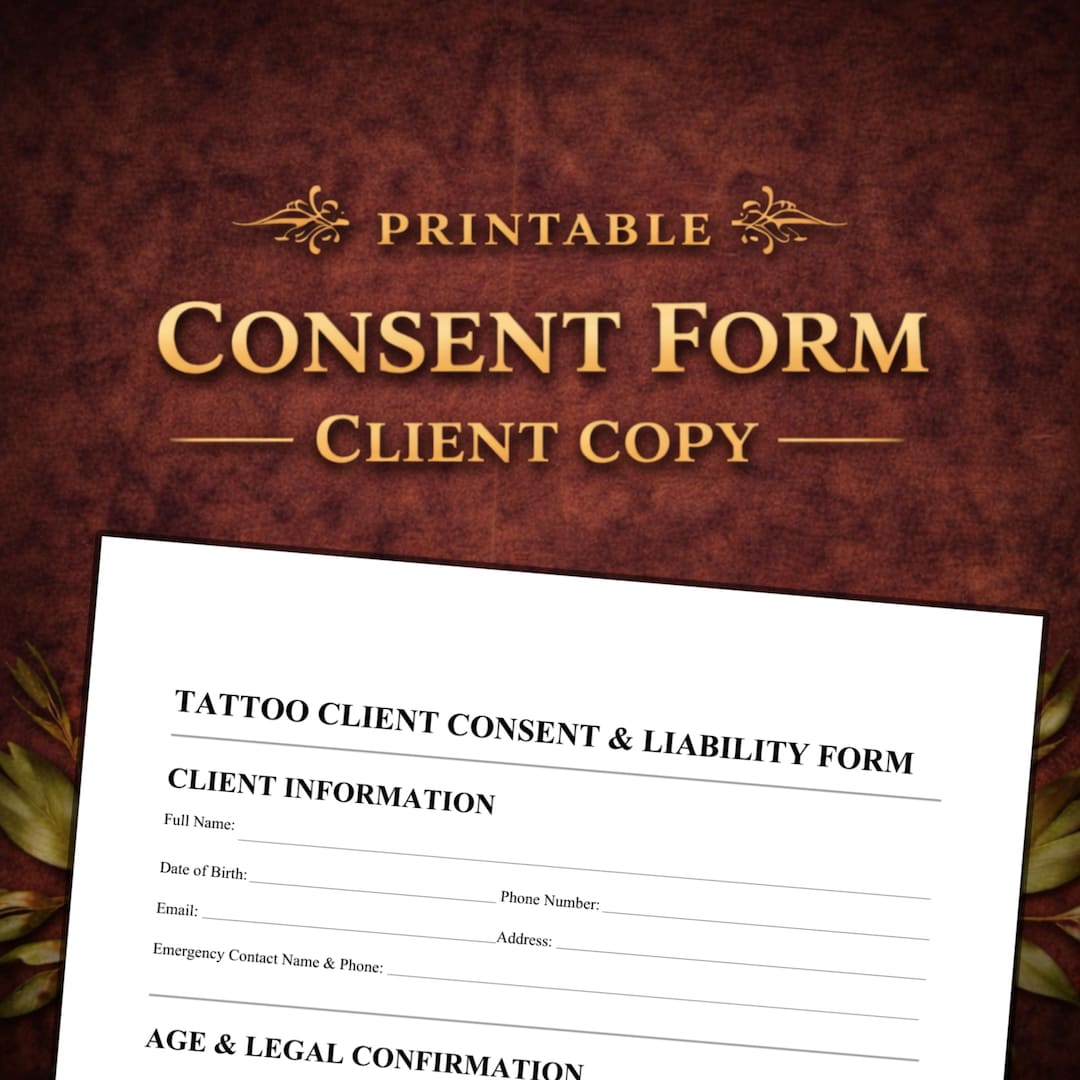 Tattoo Client Consent Form PDF, Liability Waiver Template for Tattoo ...