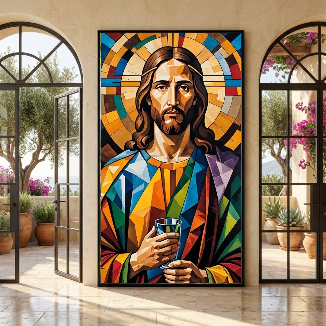 Modern Jesus Christ Canvas, Religious Wall Art, Abstract Christian ...