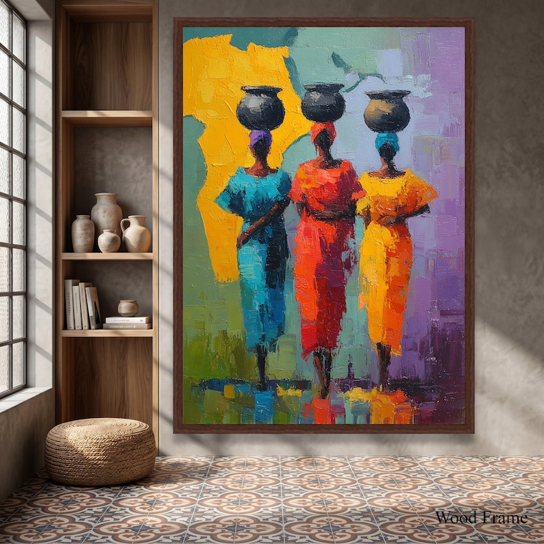Vibrant African Women Canvas Wall Art, Colorful Ethnic Figures Painting ...