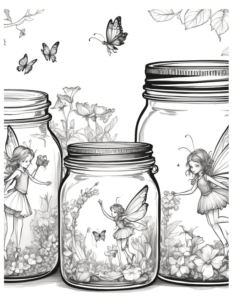 Coloring Pages Mason Jars With Fun, Digital Download PNG Adult Coloring ...