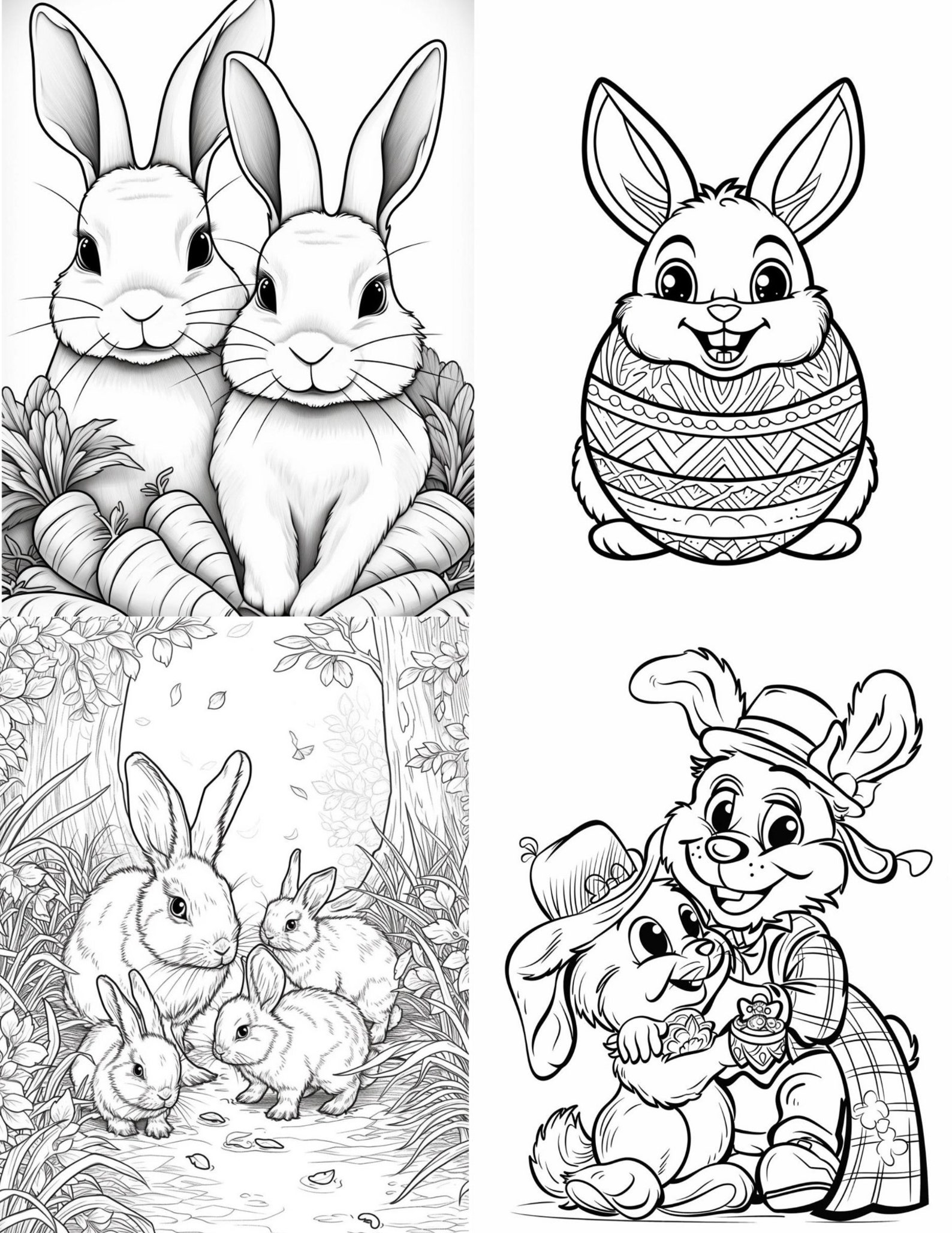 Easter, Birds, Rabbits, Chicks Coloring Pages Digital Download Ready to ...