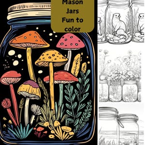 Coloring Pages Mason Jars With Fun, Digital Download PNG Adult Coloring ...