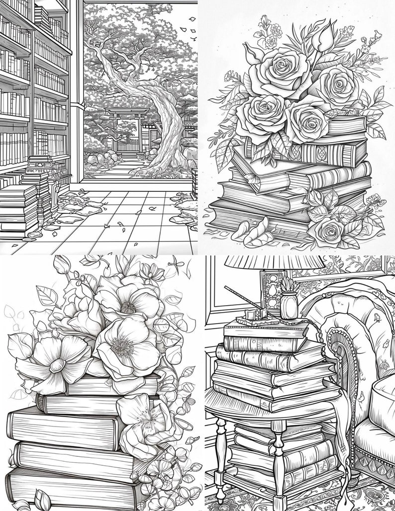 Coloring Pages Digital Download PNG 20 in Total Books, Stackable and ...
