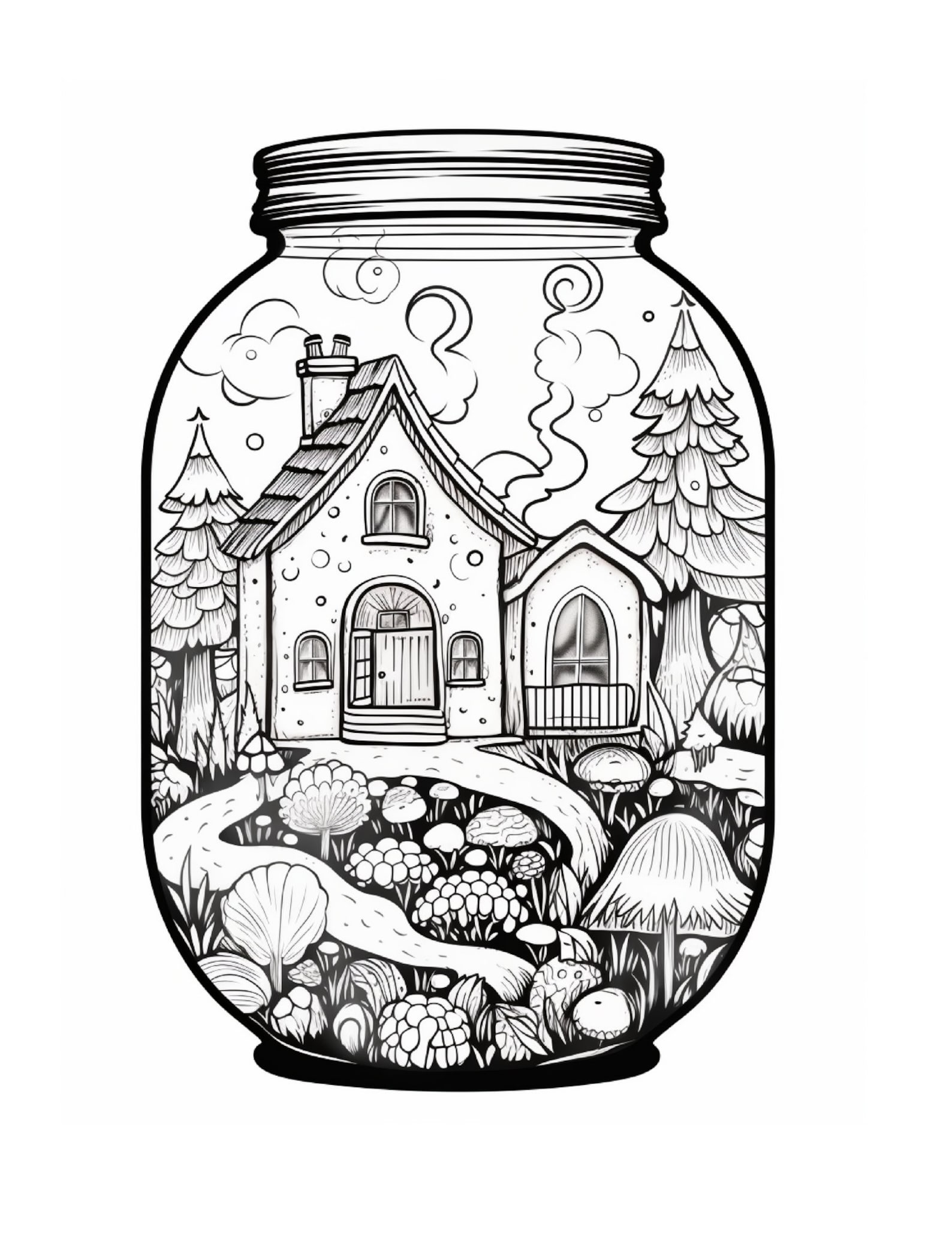 Coloring Pages Mason Jars With Fun, Digital Download PNG Adult Coloring ...