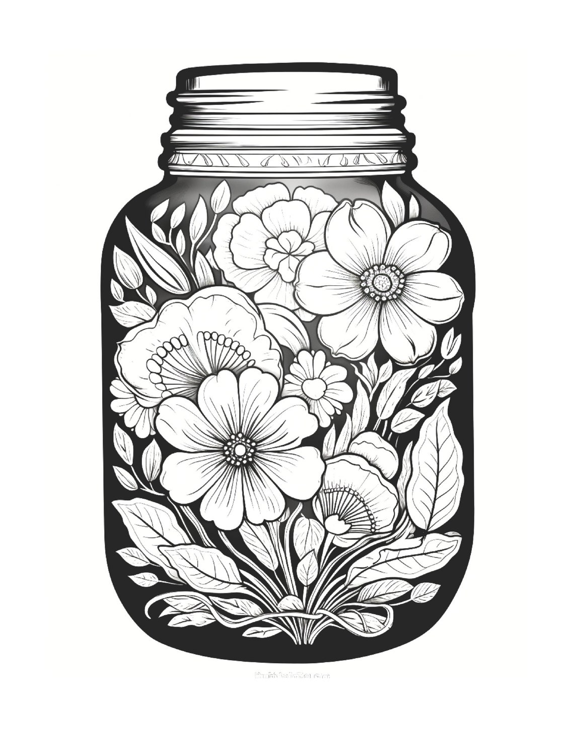 Coloring Pages Mason Jars With Fun, Digital Download PNG Adult Coloring ...