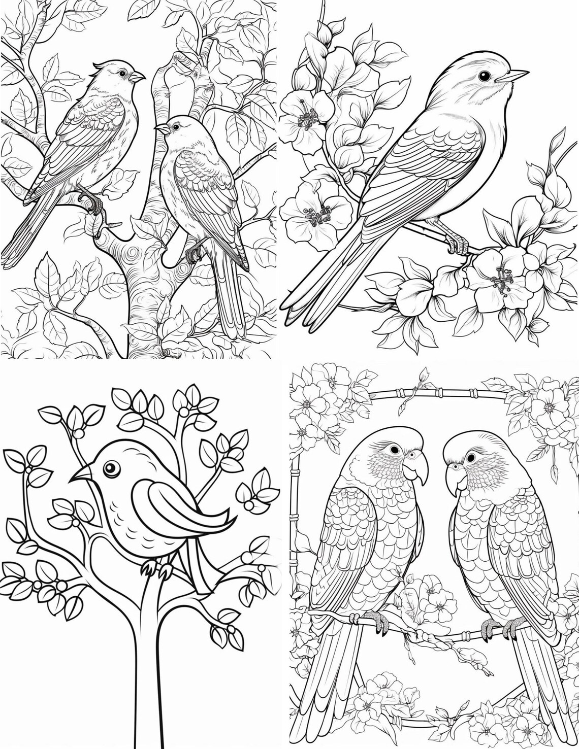 Easter, Birds, Rabbits, Chicks Coloring Pages Digital Download Ready to ...