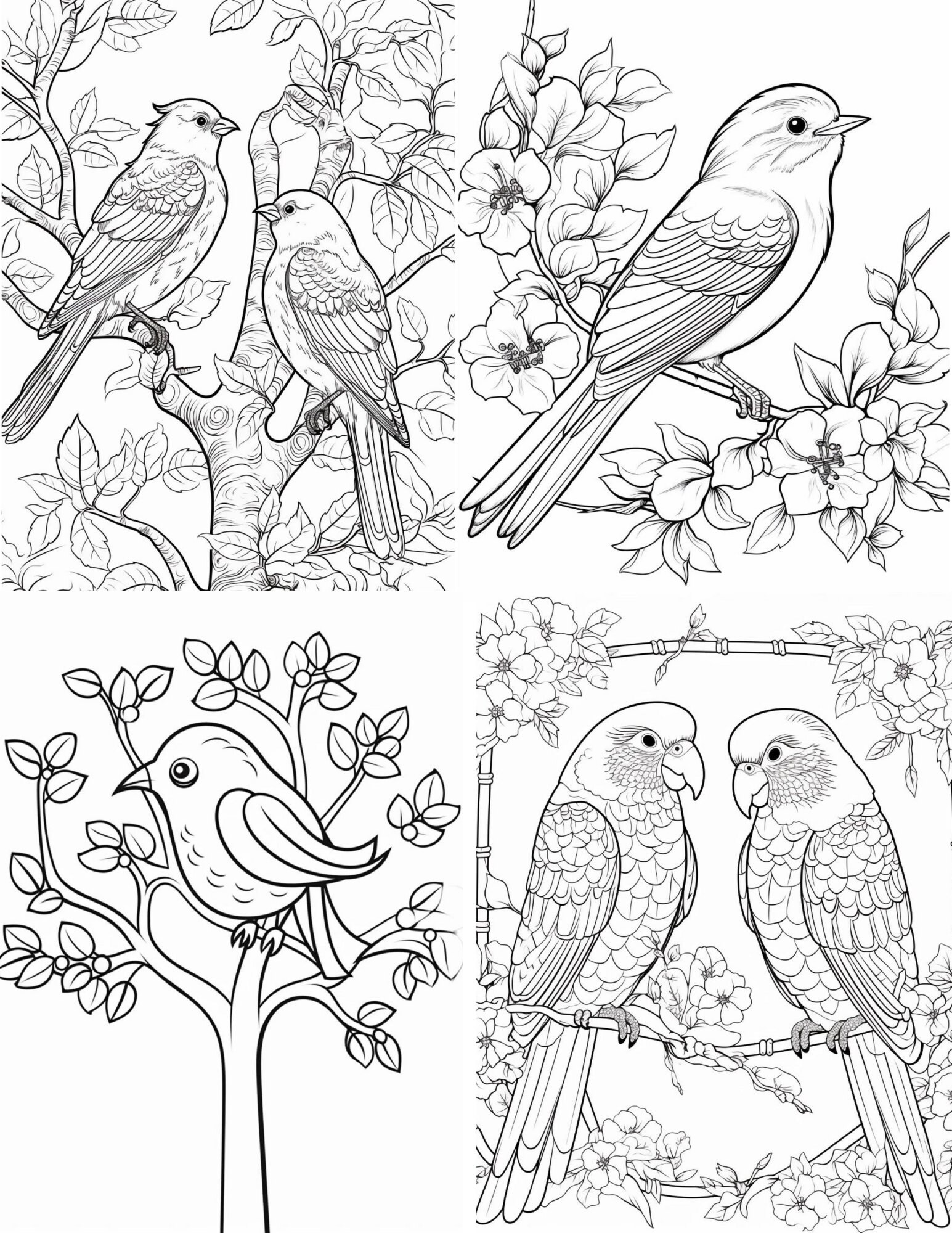 Easter, Birds, Rabbits, Chicks Coloring Pages Digital Download Ready to ...