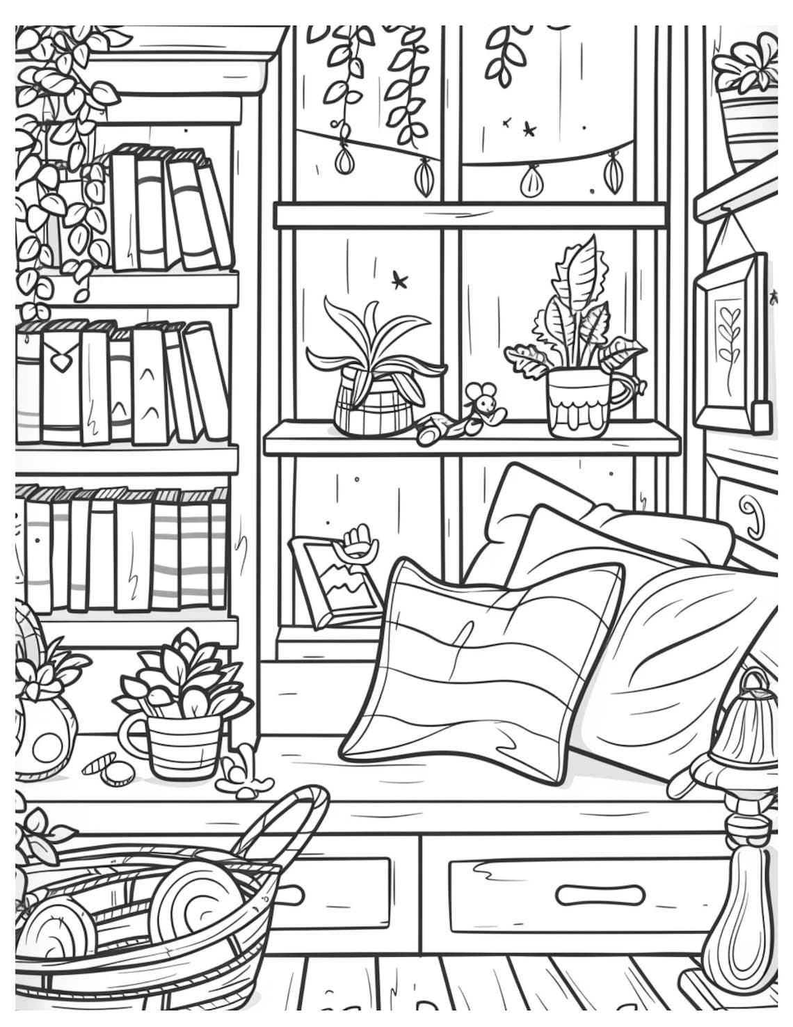 Coloring Pages Comfy Places, Digital Download PNG Adult Coloring ...