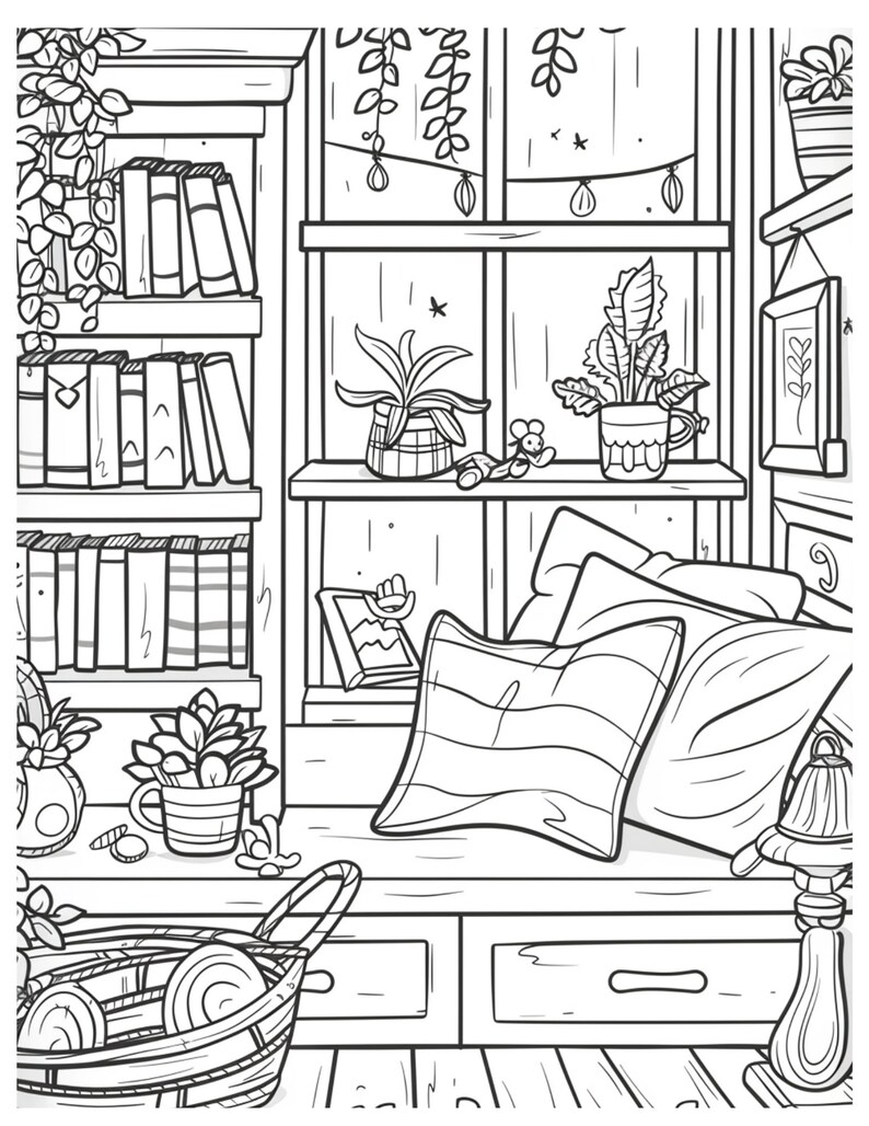 Coloring Pages Comfy Places, Digital Download PNG Adult Coloring ...