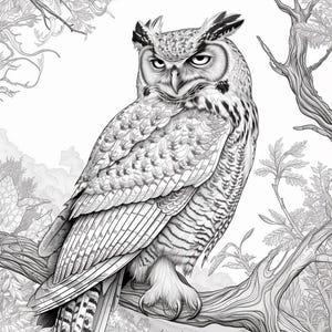 Majestic Owls Coloring Pages Digital Download, 57 Detailed Adult ...