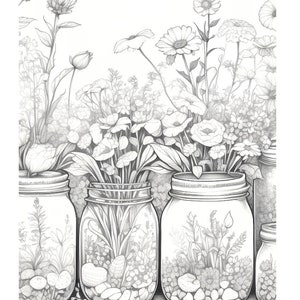 Coloring Pages Mason Jars With Fun, Digital Download PNG Adult Coloring ...