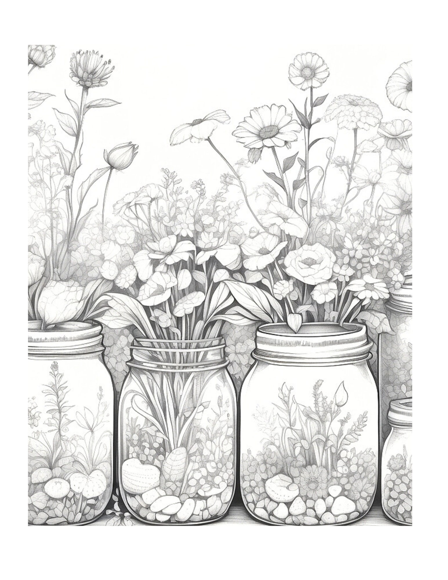 Coloring Pages Mason Jars With Fun, Digital Download PNG Adult Coloring ...