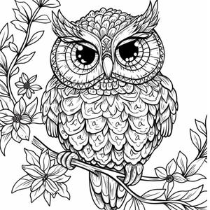Majestic Owls Coloring Pages Digital Download, 57 Detailed Adult ...