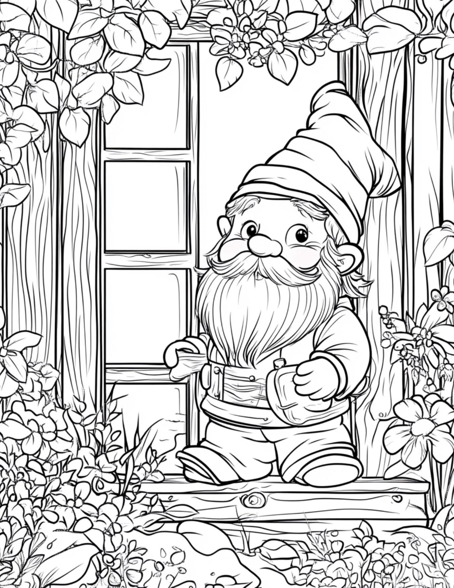 Coloring Pages Gnomes, Digital Download PNG Adult Coloring, Stress ...