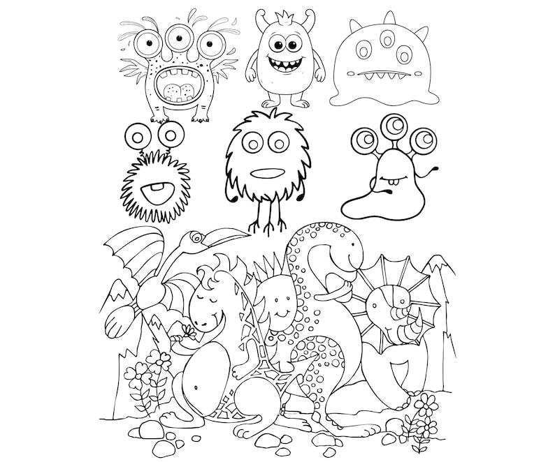 A-Z Coloring Pages for Kids: Monster, Camping, Barn (digital Download ...
