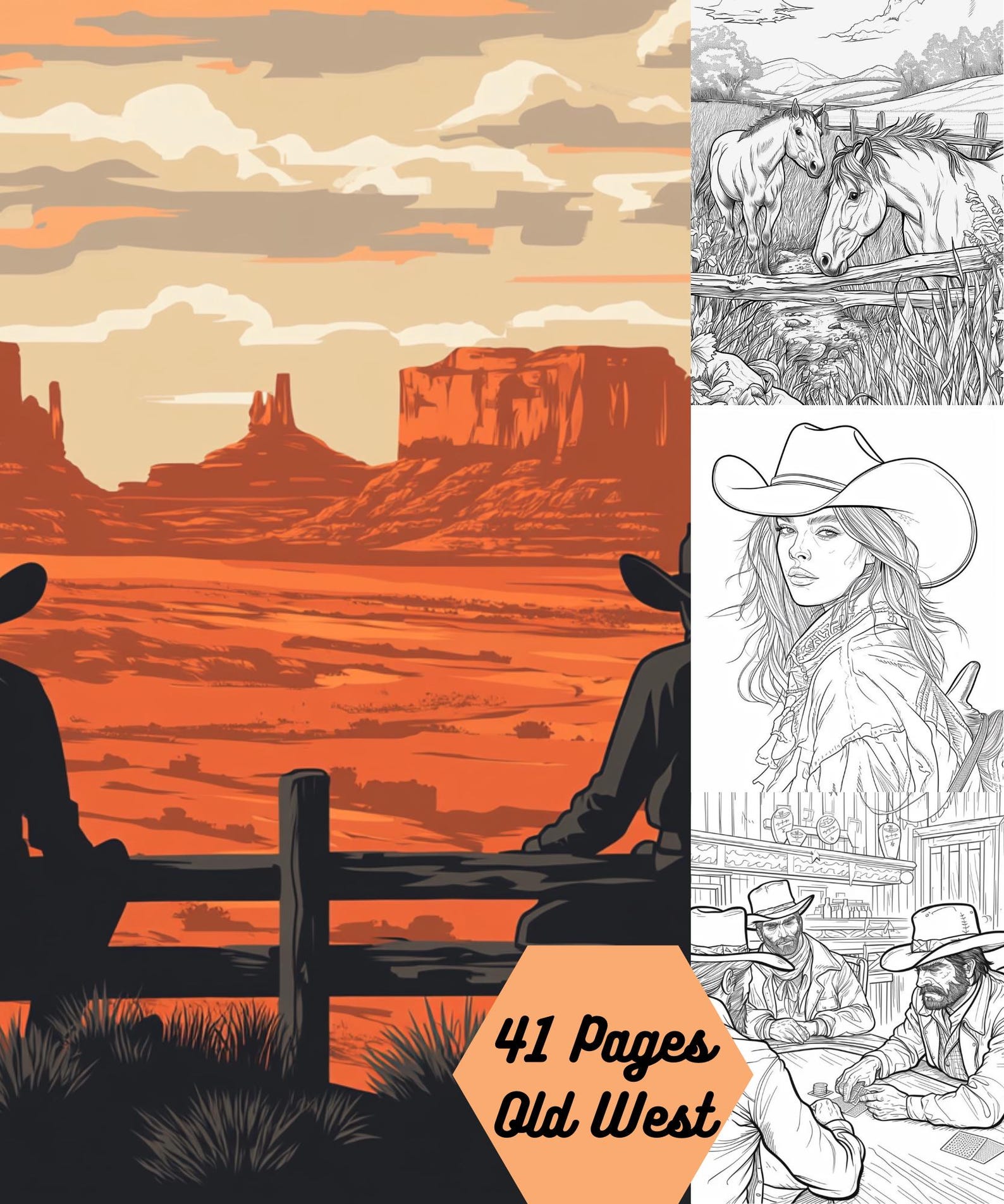 West - Old West Designs Digital Download Coloring Pages - Designs, 41 ...