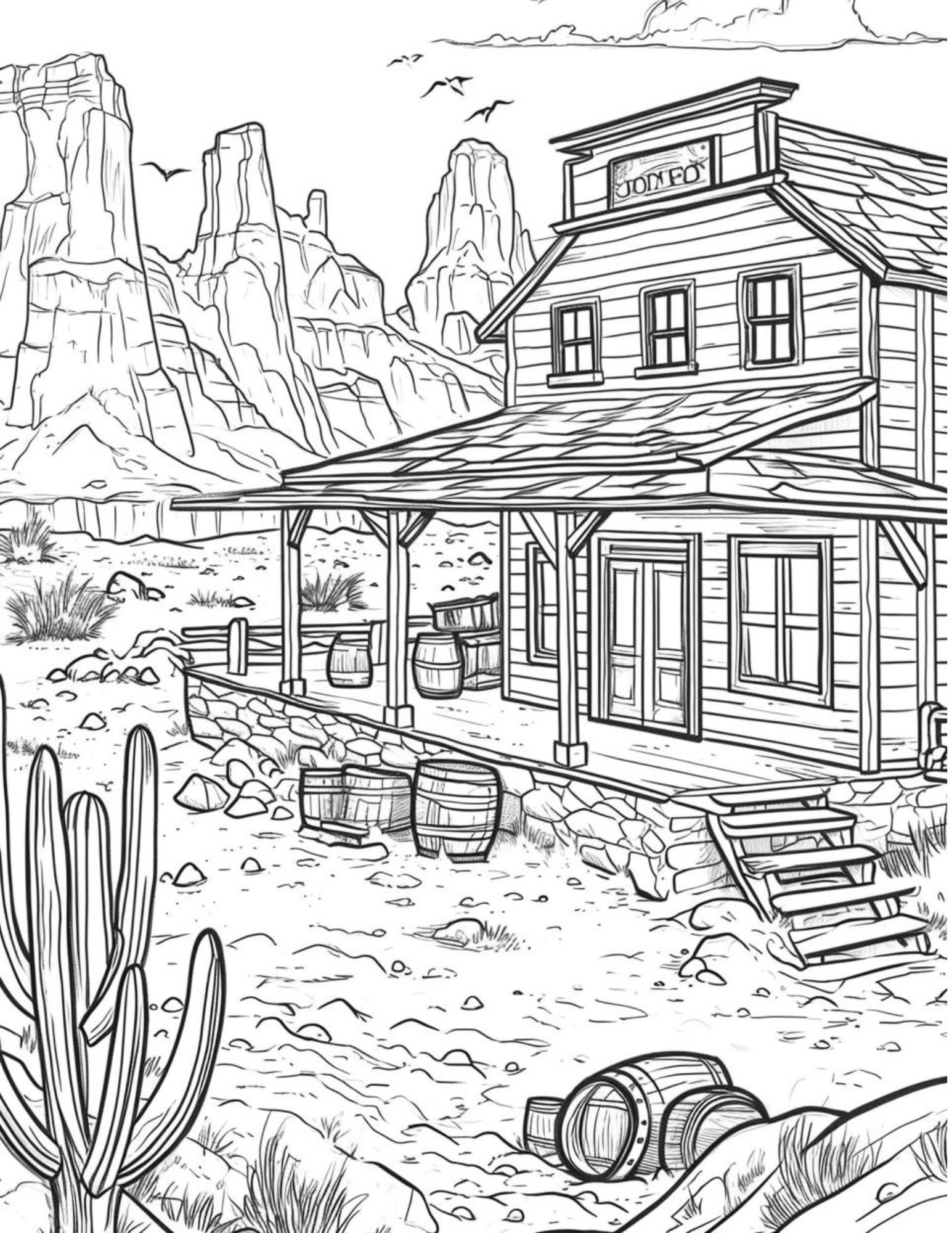 Coloring Pages West and Old West, Digital Download PNG Adult Coloring ...