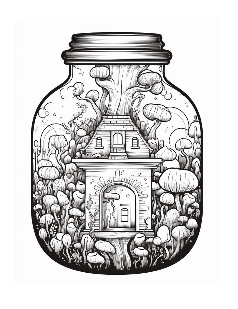 Coloring Pages Mason Jars With Fun, Digital Download PNG Adult Coloring ...