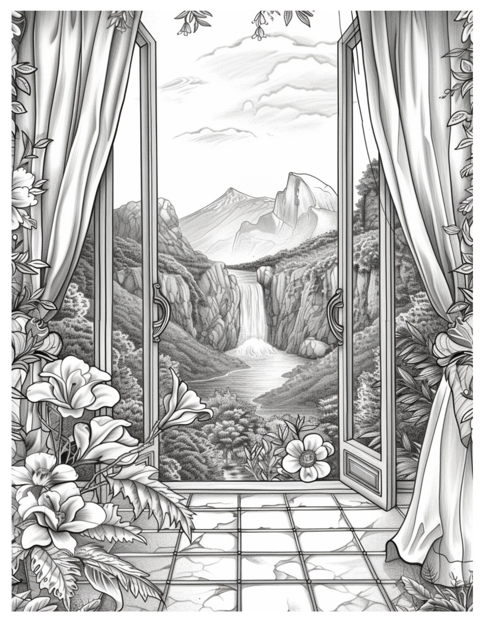 Coloring Pages Nature, Beauty, Digital Download PNG Adult Coloring ...