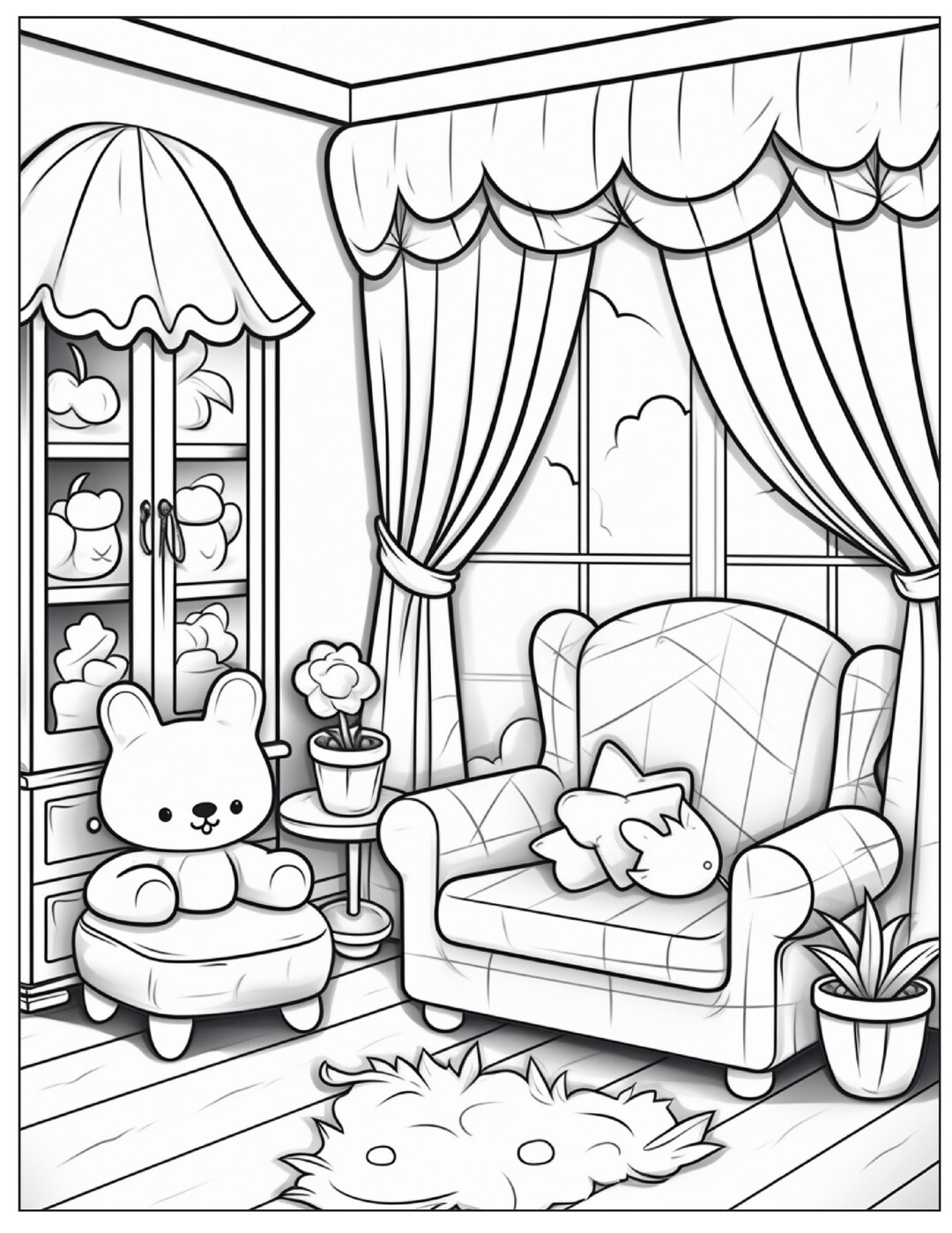 Coloring Pages Comfy Places, Digital Download PNG Adult Coloring ...