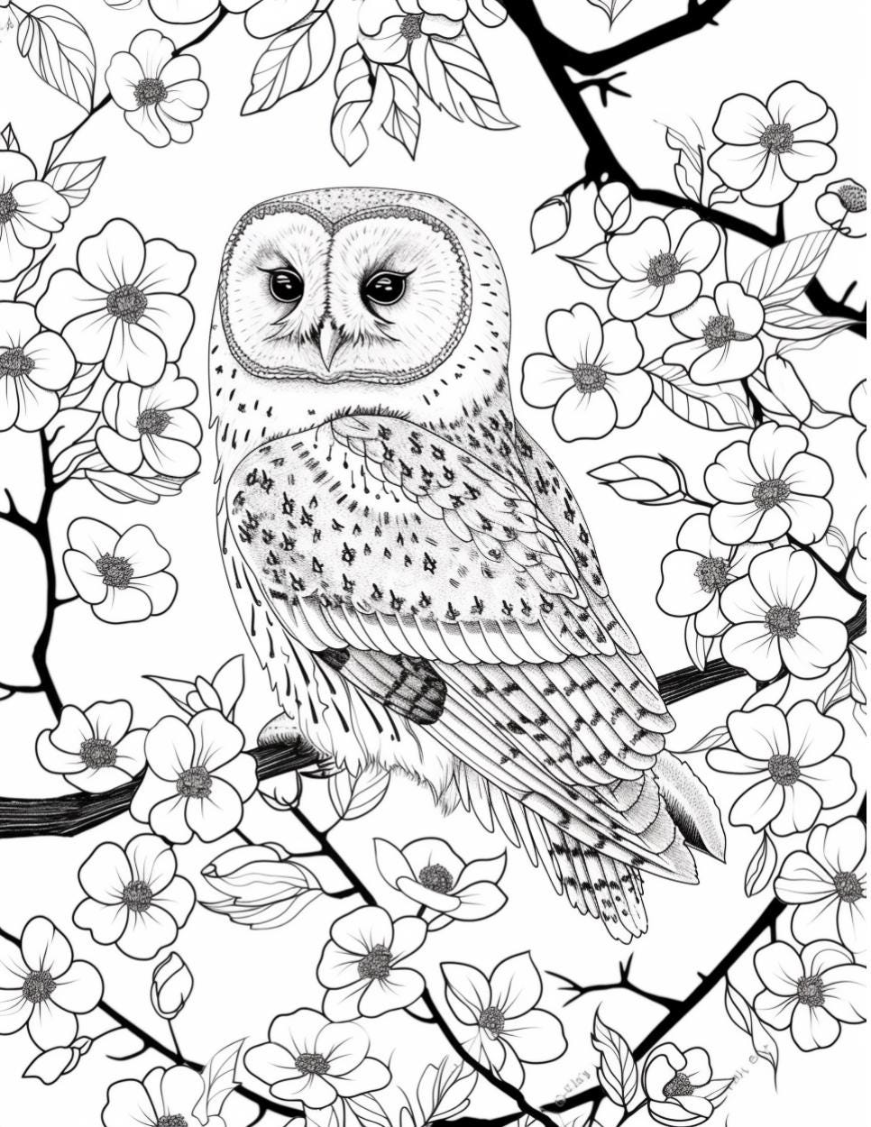 Majestic Owls Coloring Pages Digital Download, 57 Detailed Adult ...