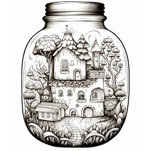 Coloring Pages Mason Jars With Fun, Digital Download PNG Adult Coloring ...