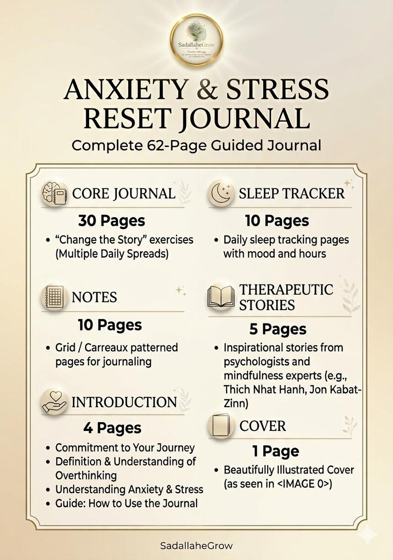 Anxiety Journal Printable, Overthinking Workbook, 40 Day Mental Health ...