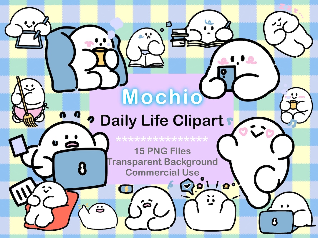 Cute Daily Life Clipart PNG, Kawaii Routine Characters, 15 PNG Files ...