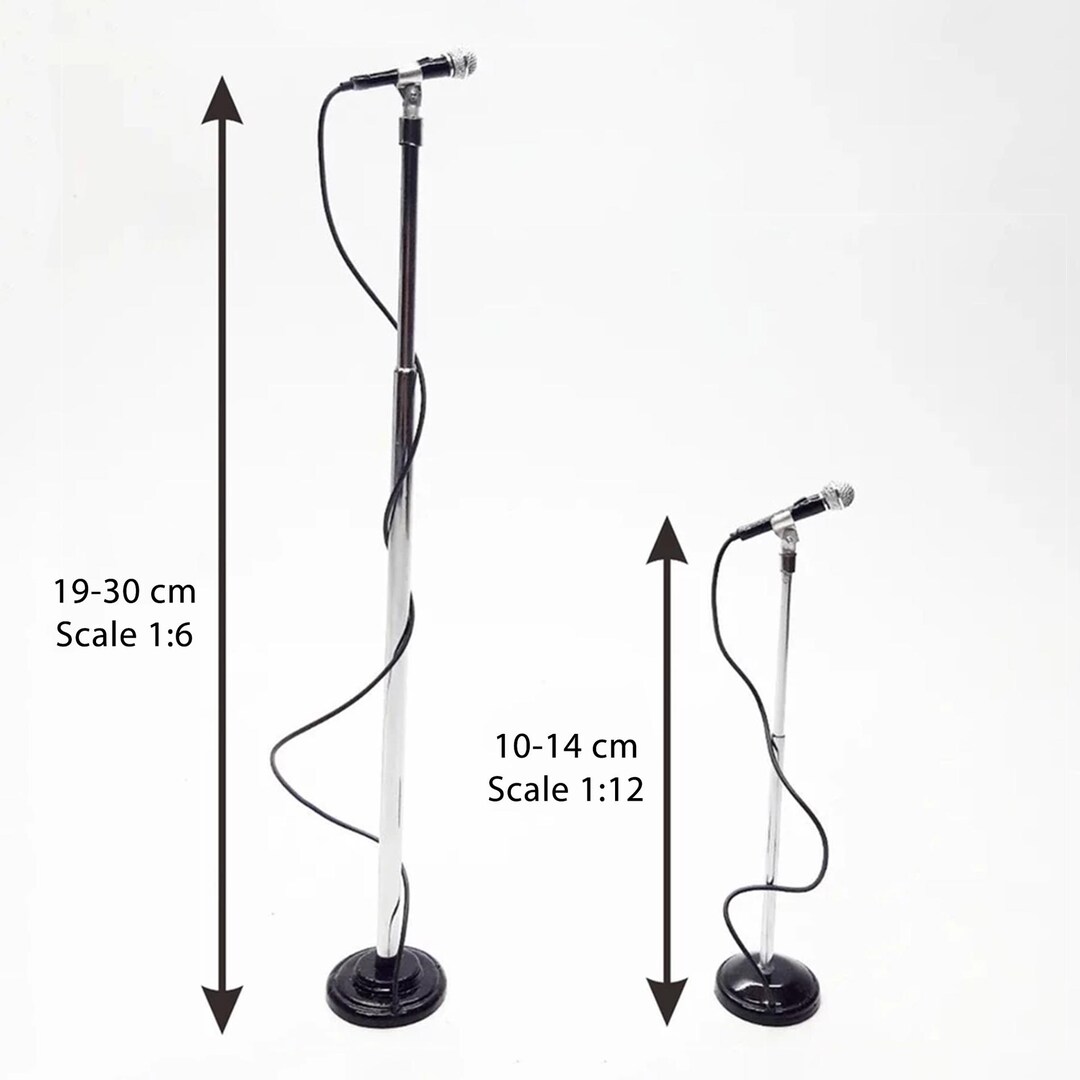 Realistic Miniature Microphone | Mini Mic Stainless Steel Stand | Music ...